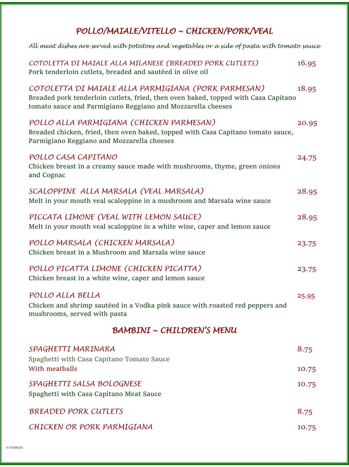 Menu – RISTORANTE CASA CAPITANO