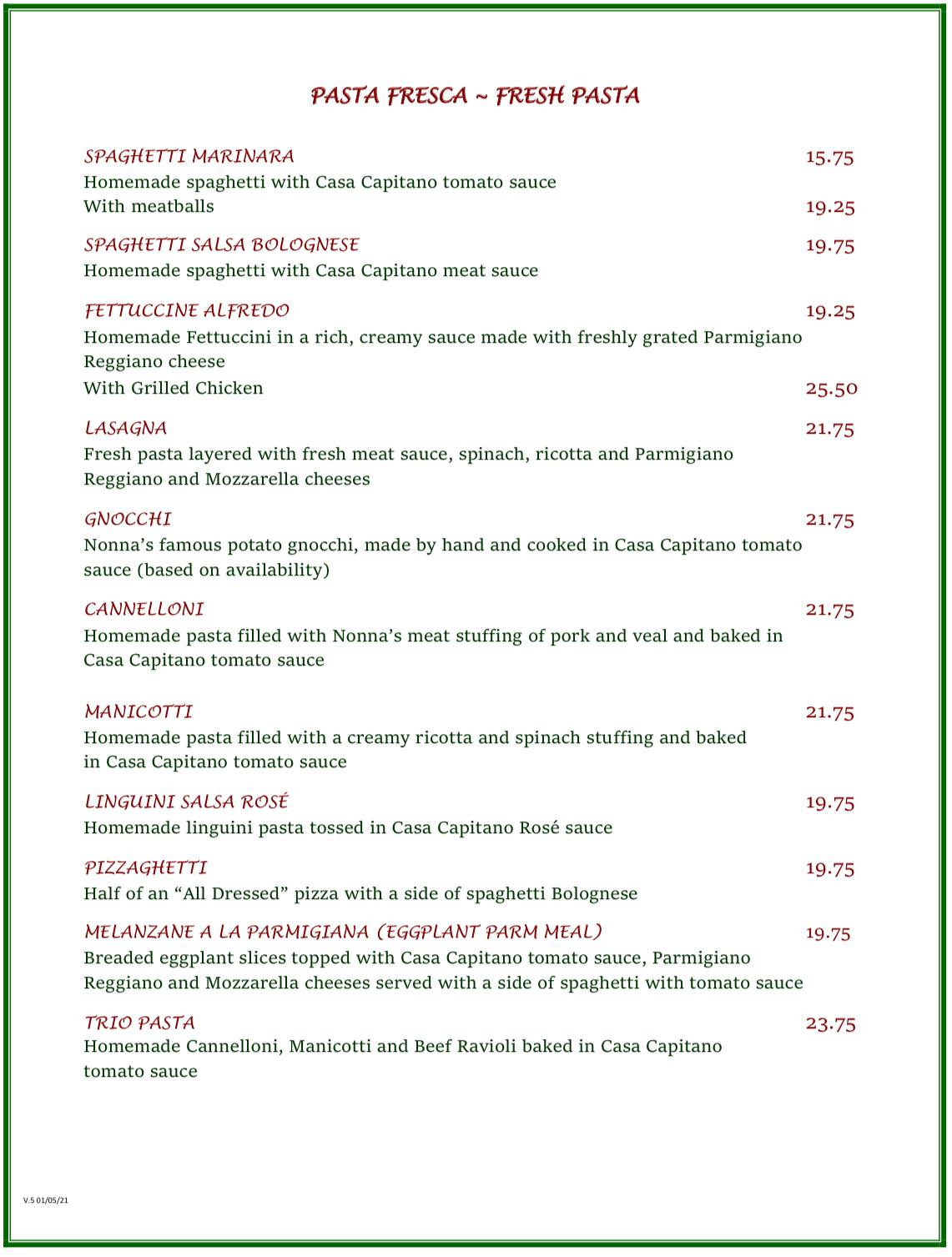 Menu – RISTORANTE CASA CAPITANO